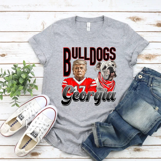 Georgia Bulldogs - Donald Trump and BullDog Grey T-Shirt by Southern S ...