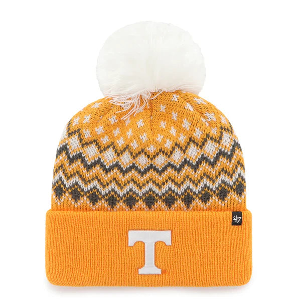 Tennessee Volunteers - Vibrant Orange Elsa Cuff Knit Beanie with Pom b ...