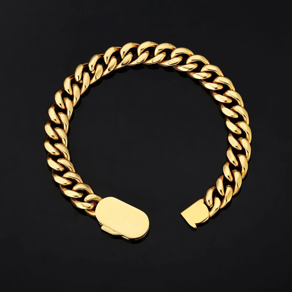 The Golden Age Ⅱ® - Cuban Link Bracelet 18K Gold (Push Button Clasp) b ...